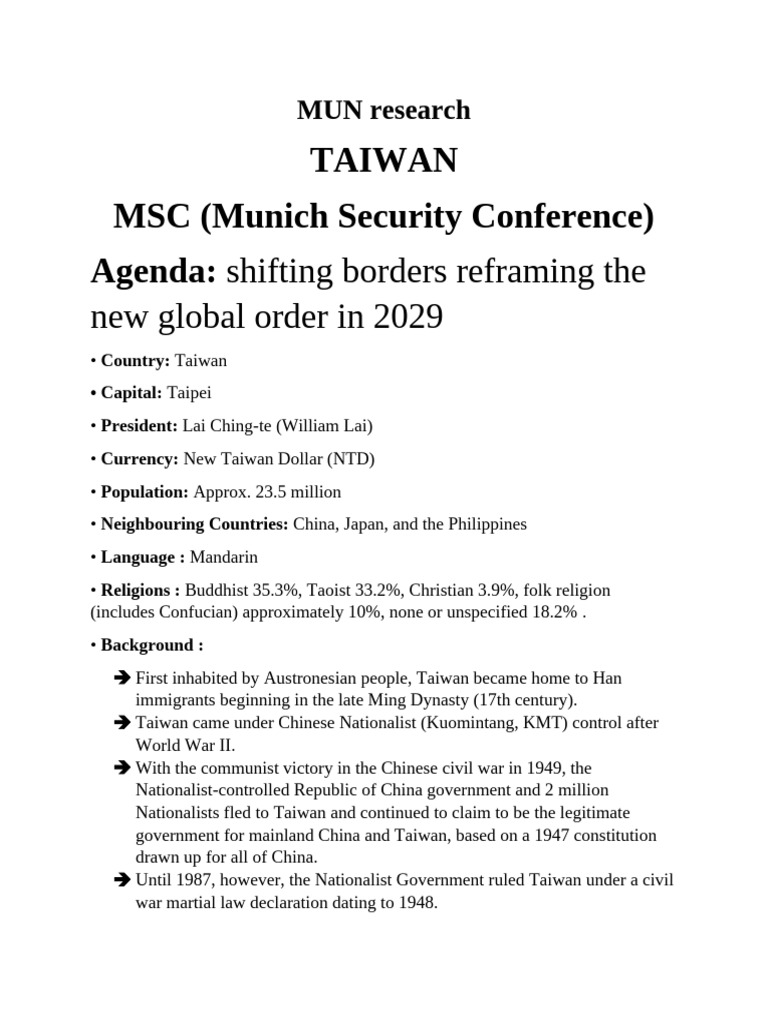 Taiwan's Role in Global Security 2029 | PDF | Cost Of Living | Taiwan