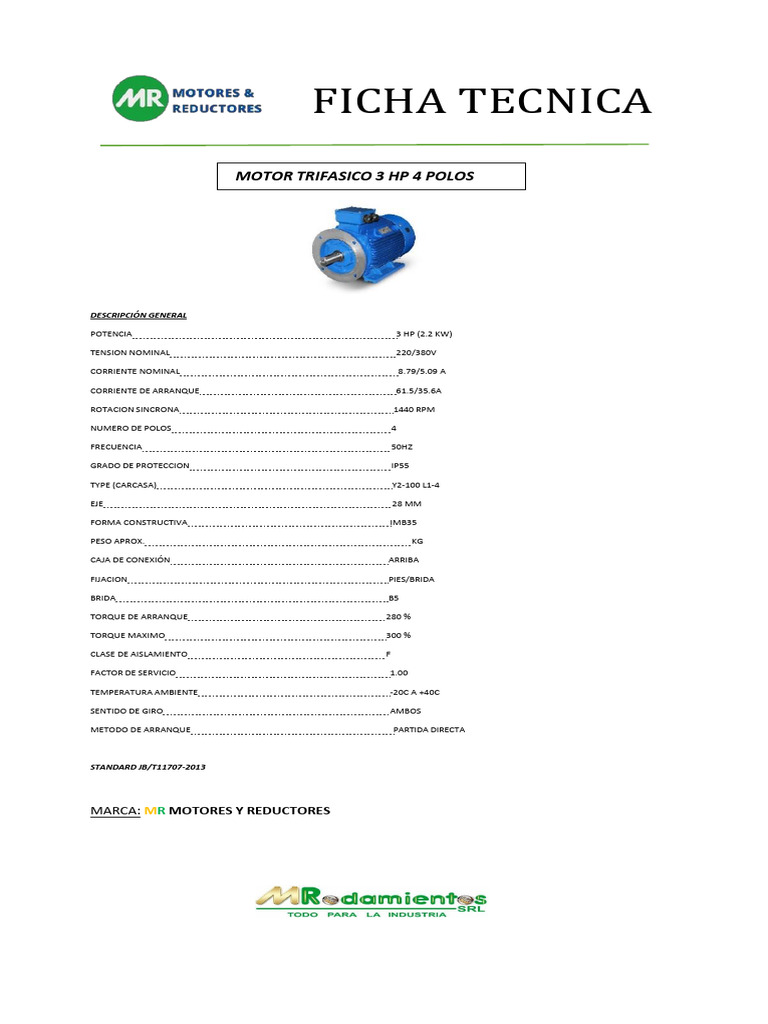 Ficha Motor 3 HP-MR | PDF