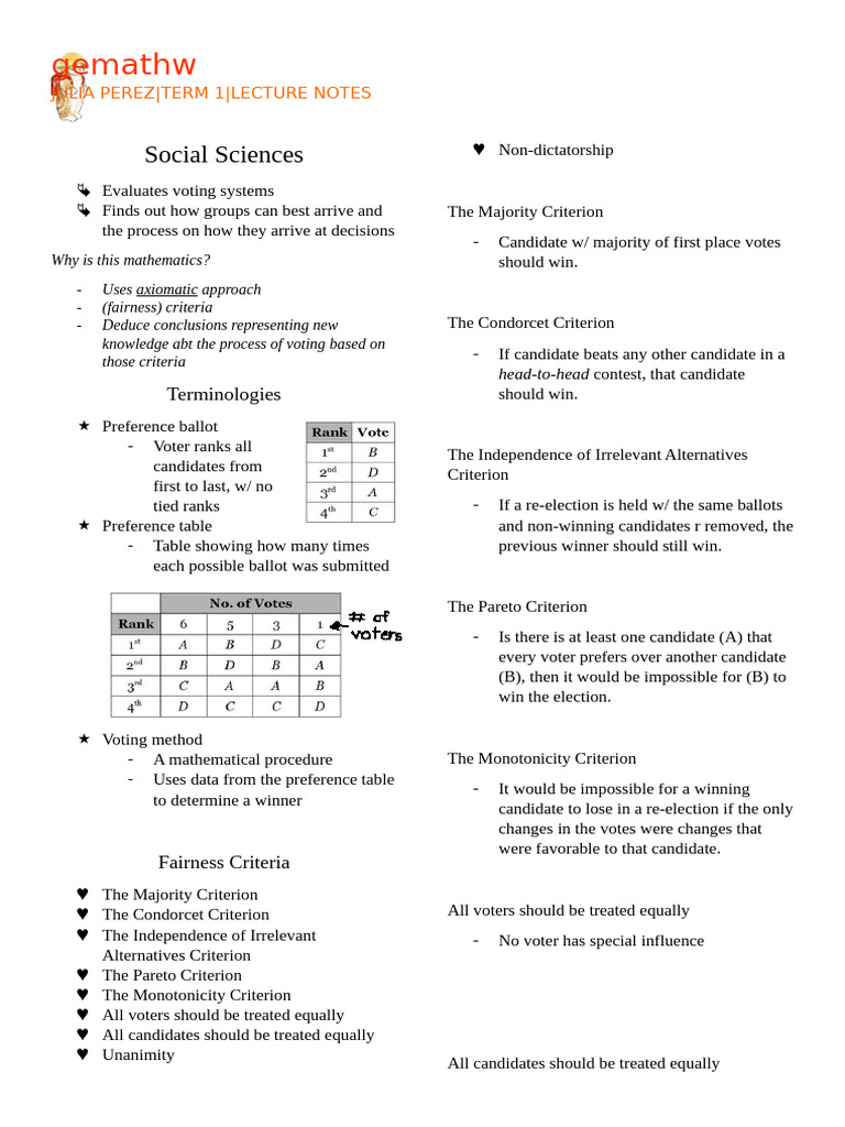 GEMATHW Lecture Notes m3-m4 | PDF | Voting | Cipher
