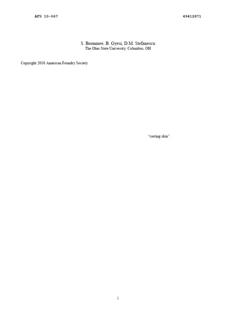 Casting Skin of Compacted Graphite Iron | PDF | Iron | Materials Science