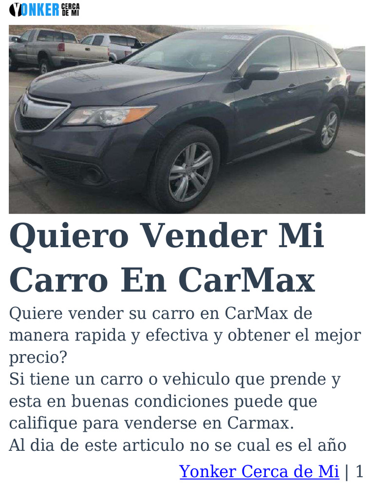 Vender Mi Carro En Carmax