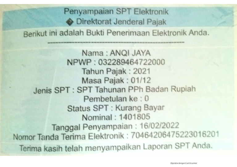 BPE SPT Tahunan 2021 | PDF