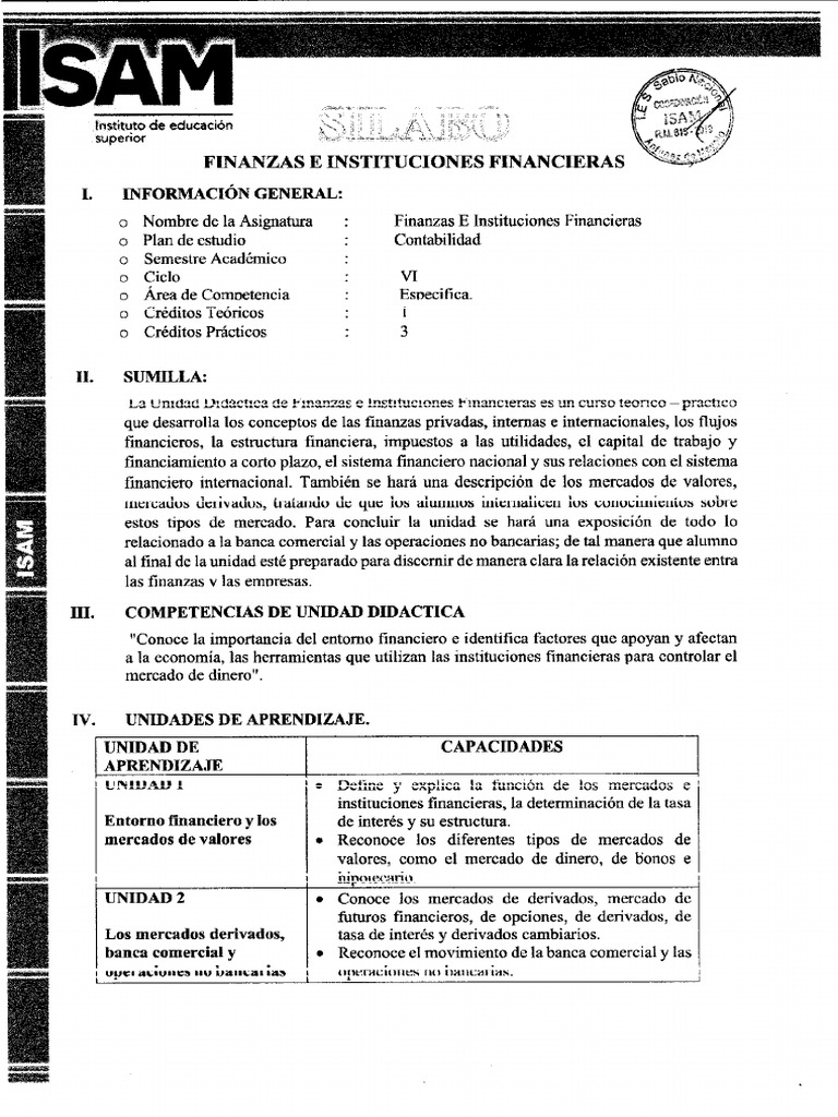 Silabus Isam Vi Ciclo | PDF