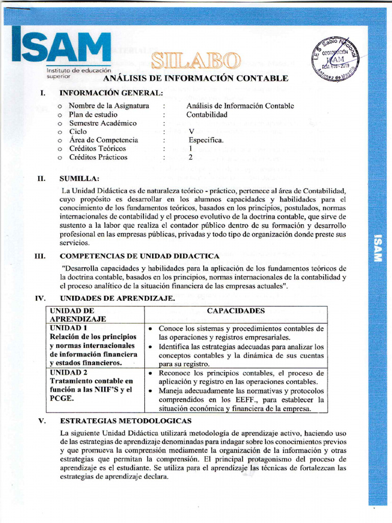 Silabus Isam V Ciclo | PDF