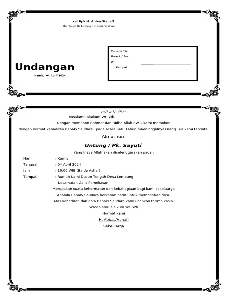 Undangan Haul | PDF
