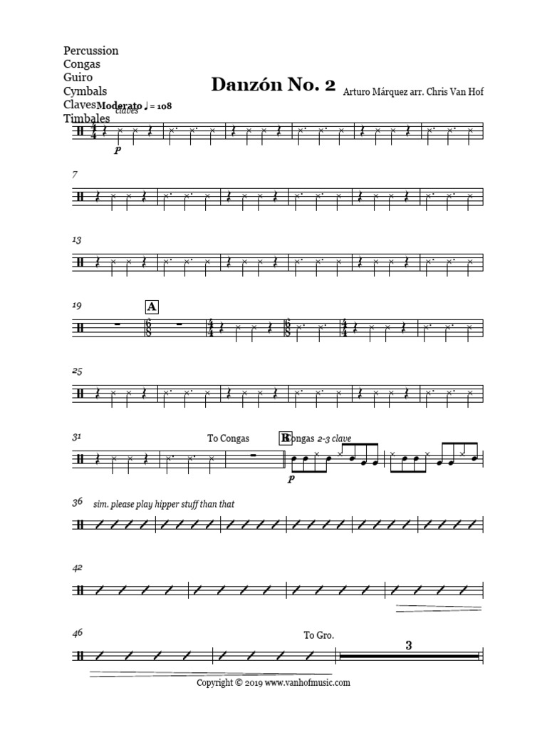 Danzón 2 - Percusión | PDF | Drumming | Caribbean Music