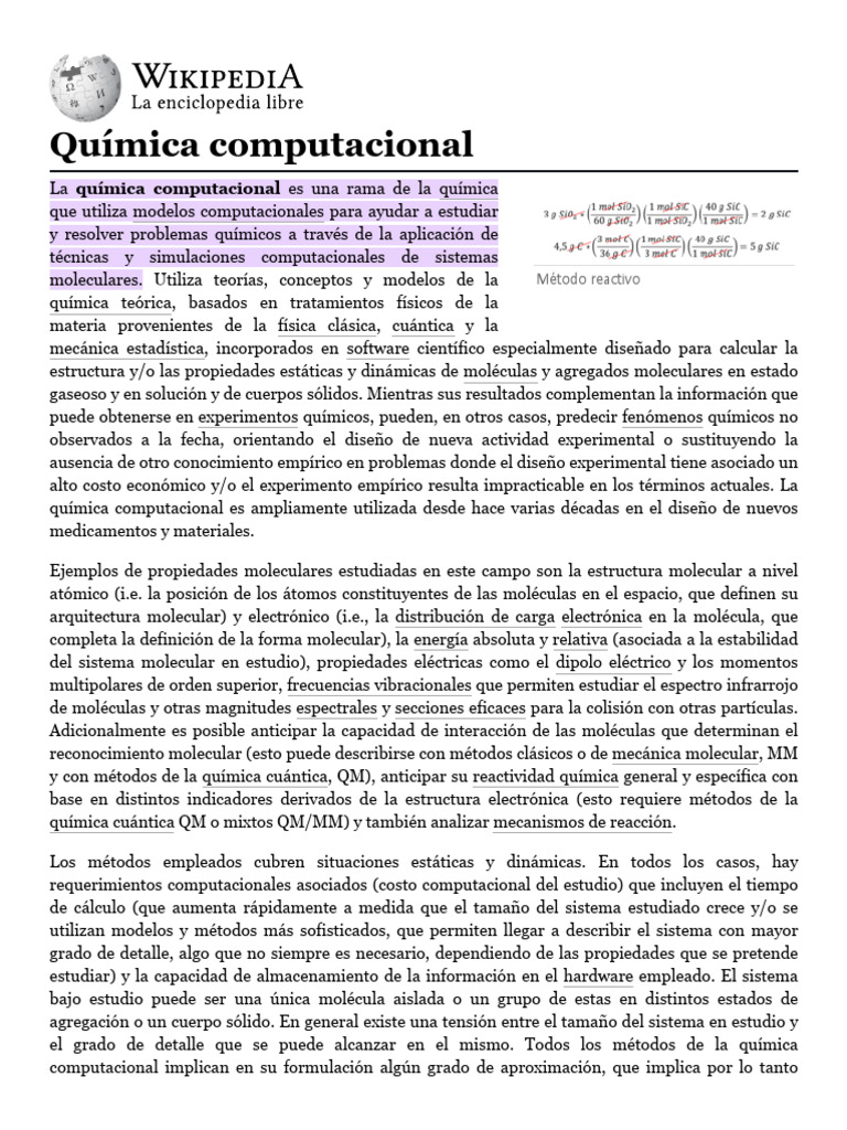 Química Computacional | PDF | Quimica computacional | Moléculas