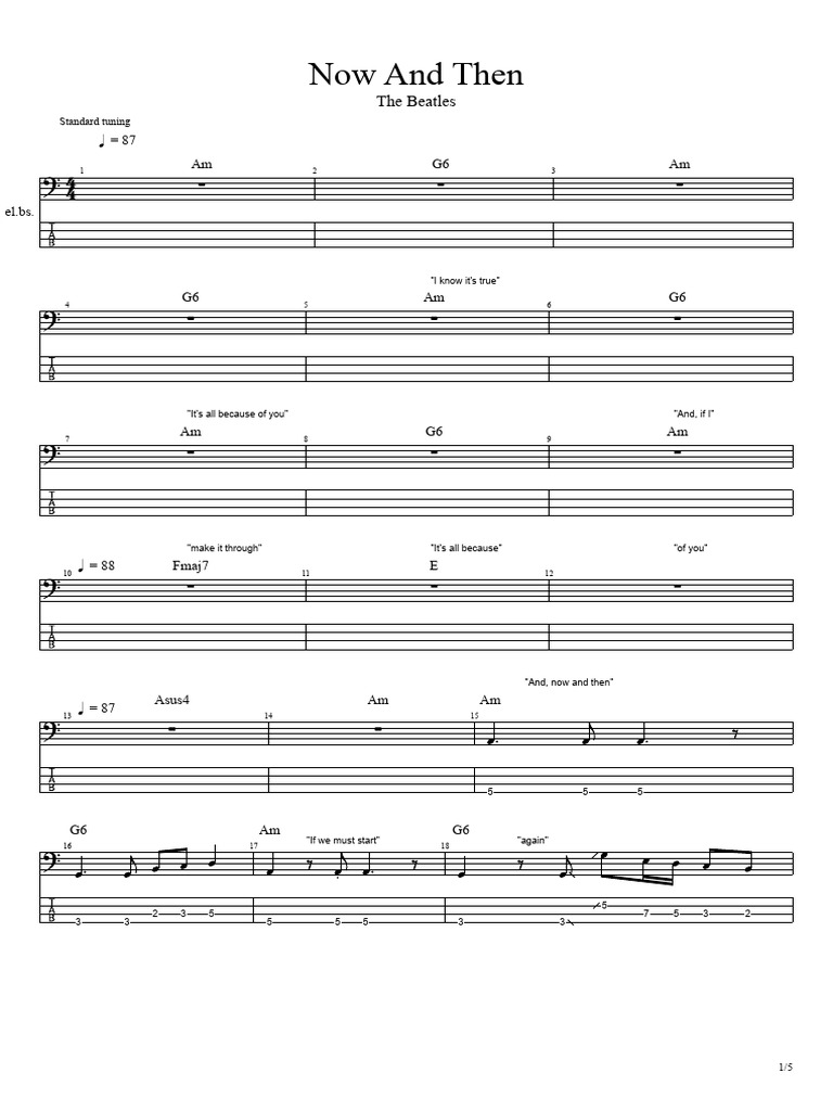 Yellow Submarine Bass Tab | PDF | Songs Written | Rock Songs