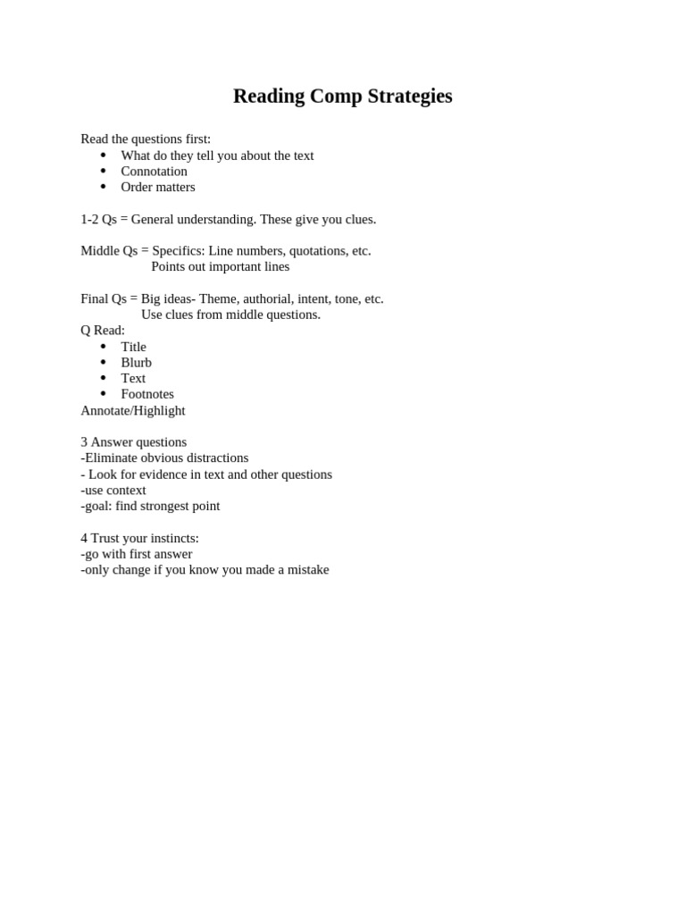 Reading Comp Strategies | PDF