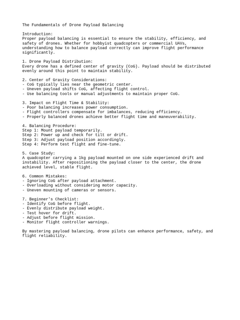 Drone Payload Balancing | PDF