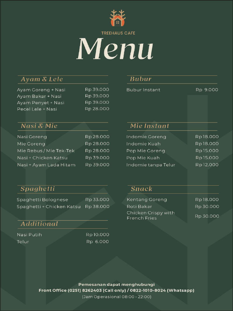 Treehaus Cafe Menu | PDF