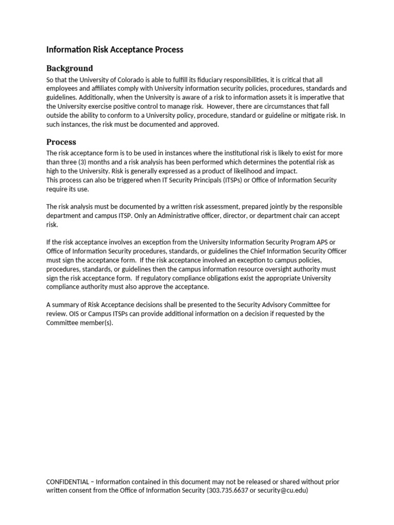 Information Risk Acceptance Process | PDF | Information Security | Risk