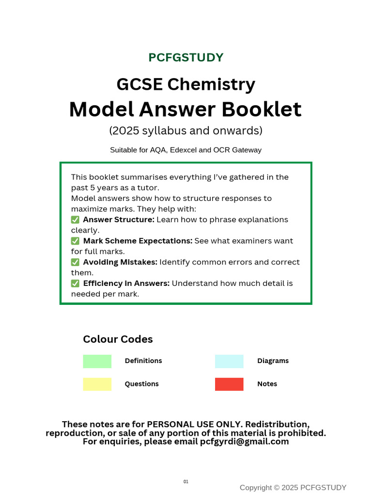 GCSE Chemistry Model Answers Guide | PDF | Atoms | Atomic Nucleus
