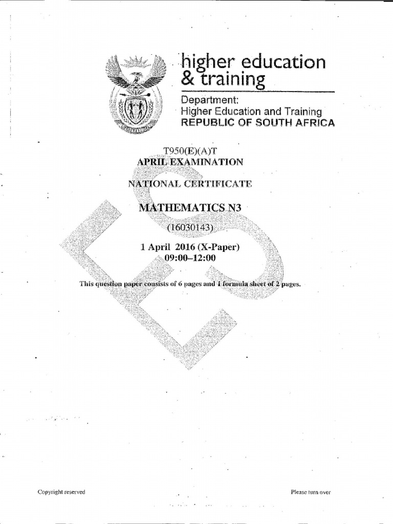 Mathematics N3 Q&A | PDF