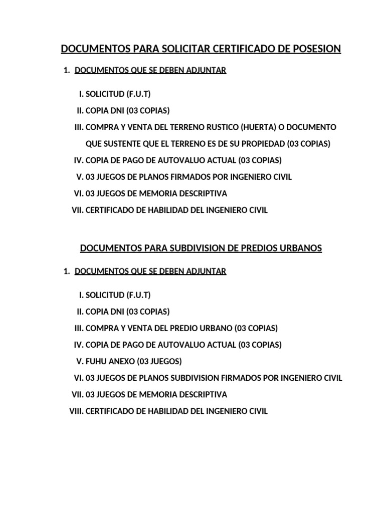 Fut General de Cert Posesion | PDF