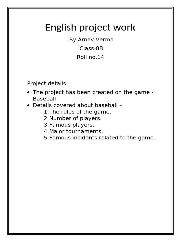 English Project Work | PDF