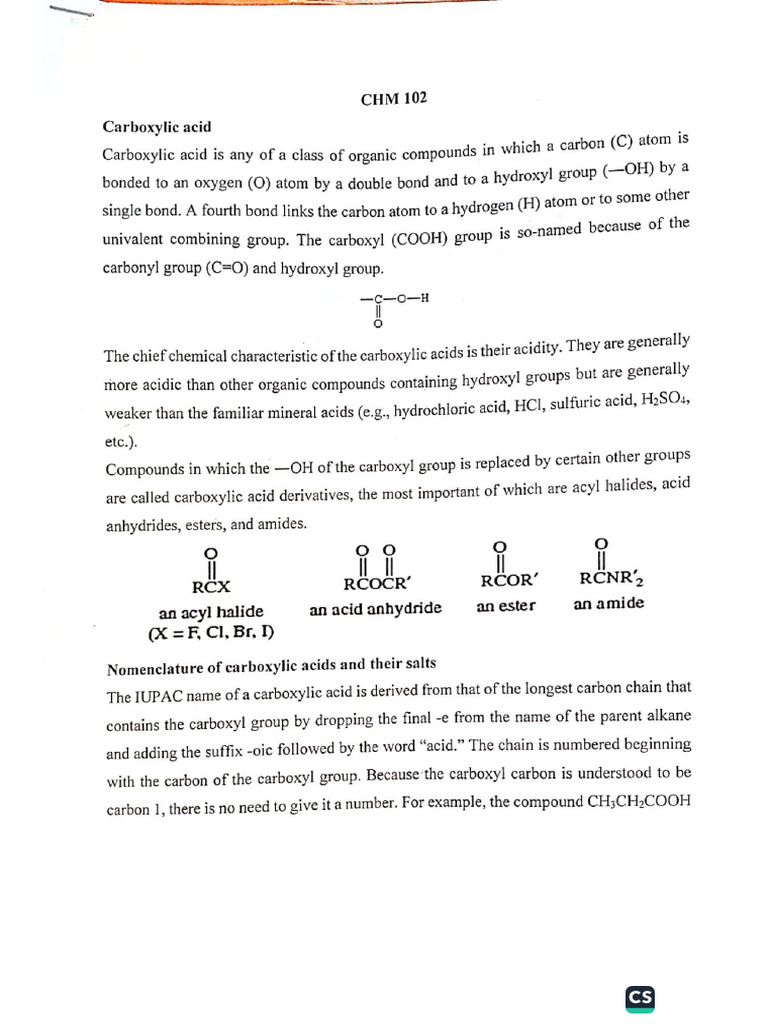 Carboxylic Acid (CHEM 102) | PDF