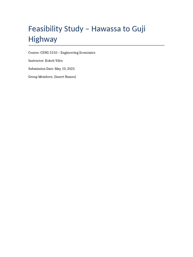 Hawassa-Guji Highway Feasibility Study | PDF | Feasibility Study | Risk ...