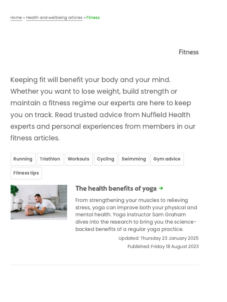 Fitness Articles - Nuffield Health | PDF | Physical Fitness | Mental Health