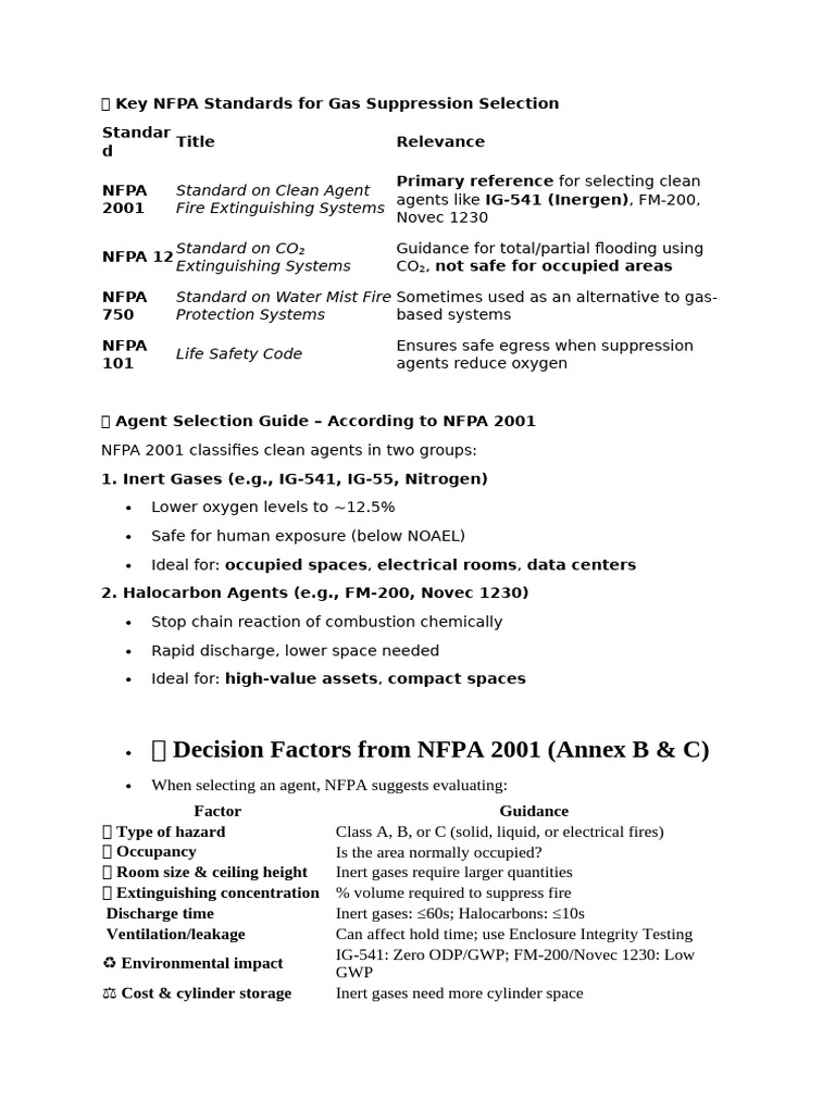 NFPA Standards For Gas Suppression Selection | PDF | Chemical Process ...