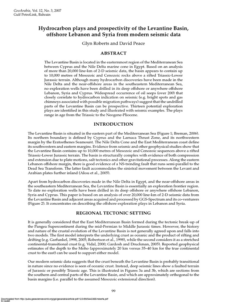 Levantine Basin Hydrocarbon Potential | PDF | Sedimentary Basin | Plate ...