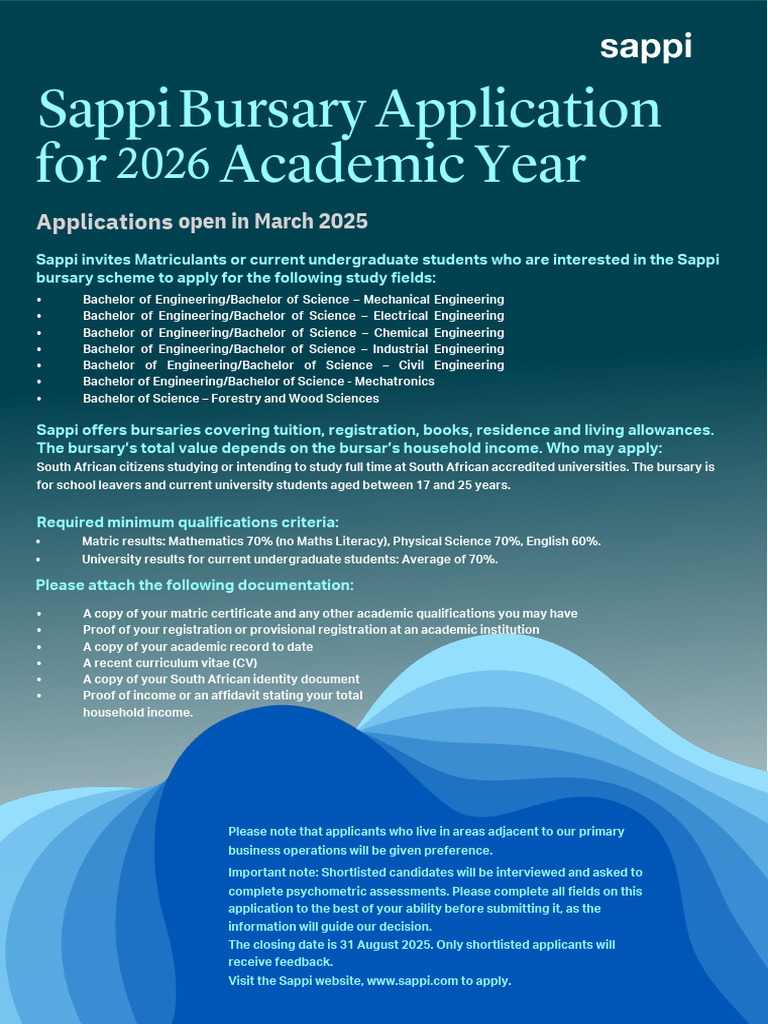 Sappi Bursary Applications Poster (1) .PDF 1 | PDF | Bachelor Of Science