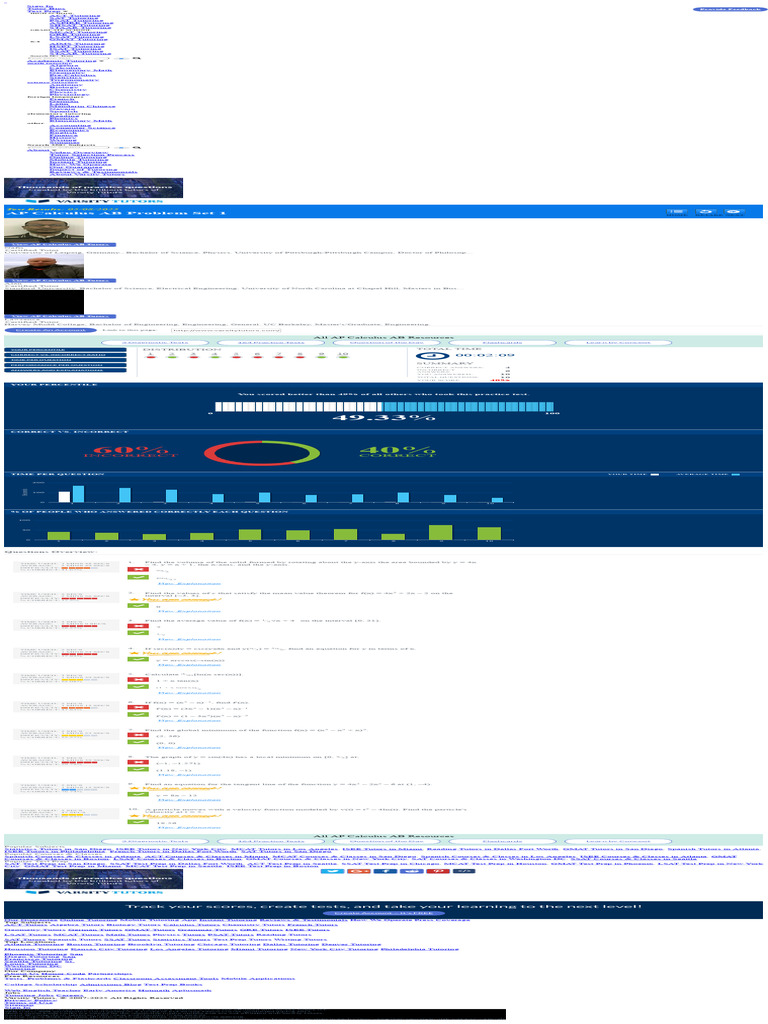 Example AP Calculus AB Problem Set 1 Problems Results | PDF ...