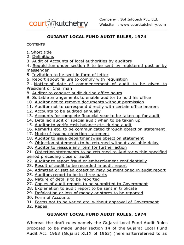 Gujarat Local Fund Audit Rules, 1974 | PDF | Audit | Auditor's Report