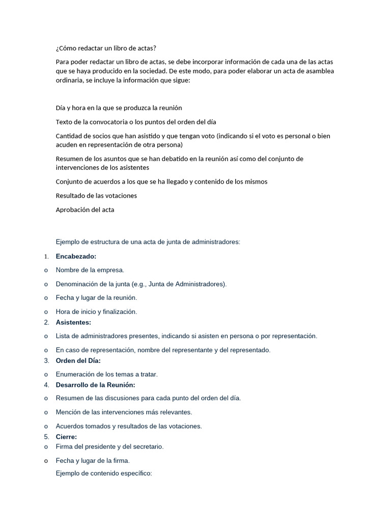 Cómo Redactar Un Libro de Actas | PDF