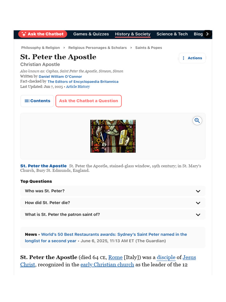 St. Peter: Apostle and Disciple Facts | PDF | Saint Peter | Jesus