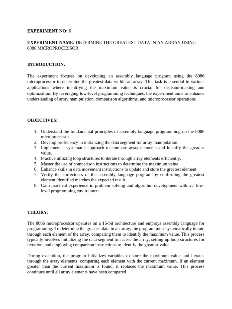 EXPERIMENT NO - 6 (Sahid - Vai) | PDF | Assembly Language | Computer Programming