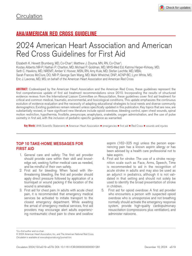 2024 AHA/Red Cross First Aid Guidelines | PDF | Randomized Controlled ...