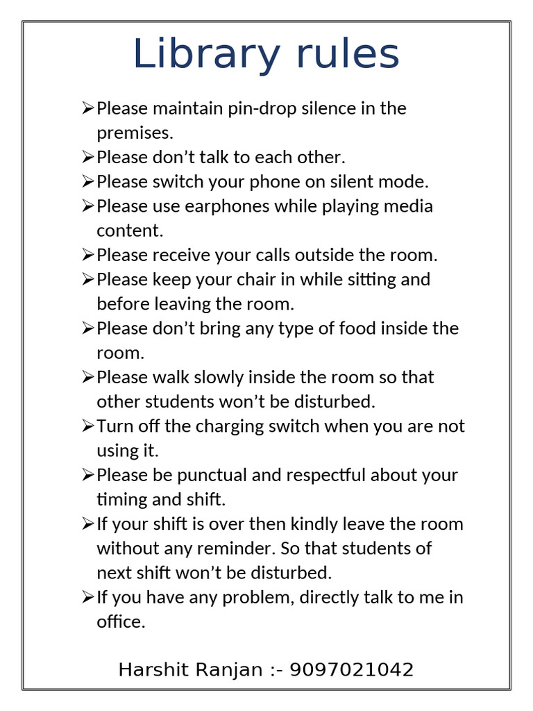 Library Rules | PDF