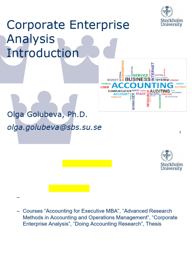 1 Introduction Lecture Corporate Enterprise Analysis Olga Golubeva | PDF | International ...