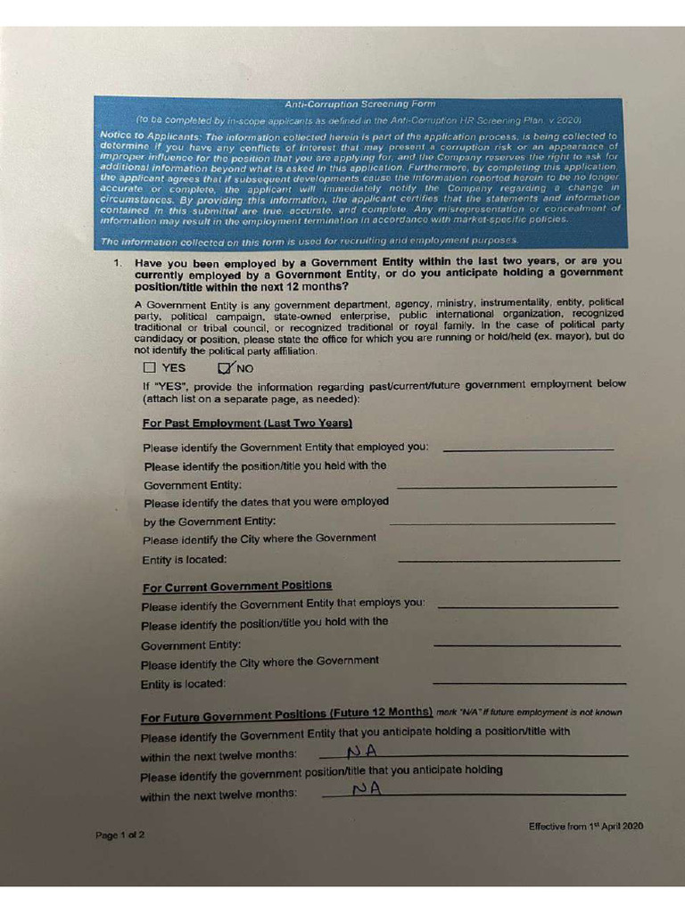 AC Screening Form | PDF