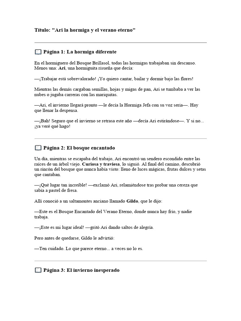 Ari la hormiga y su lección de trabajo | PDF