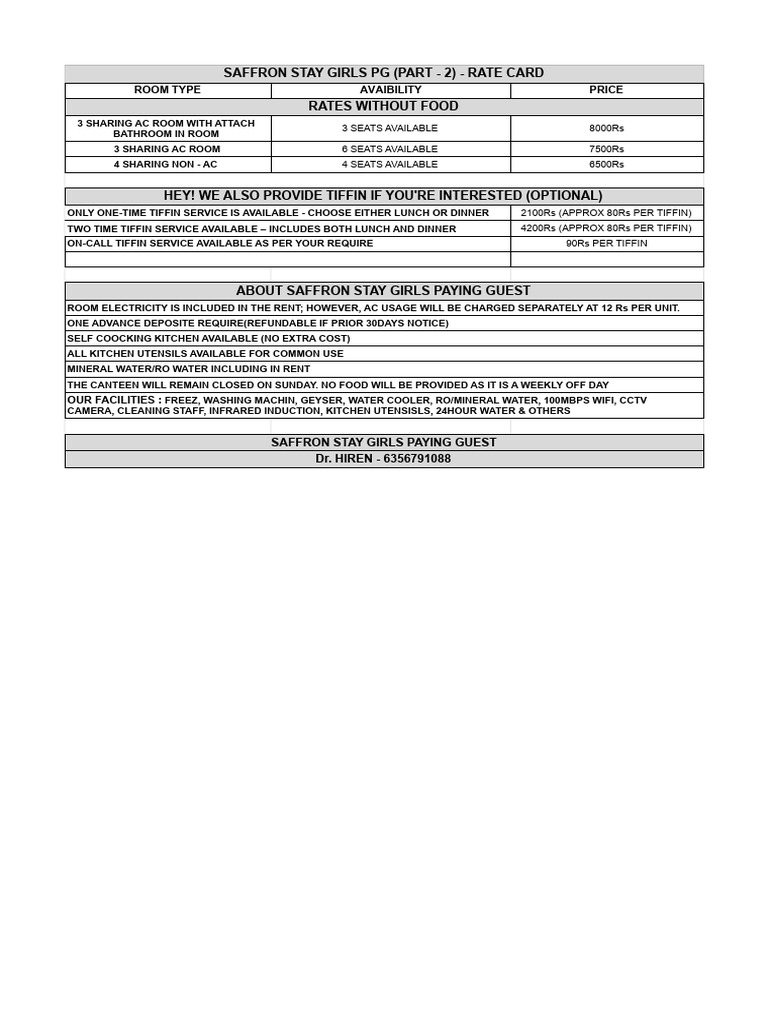Rate Card Saffron-2 | PDF