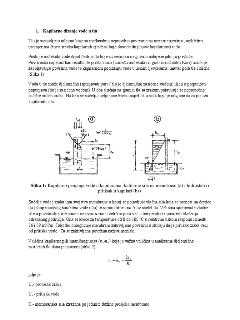 Kapilarno Dizanje Vode U Tlu | PDF