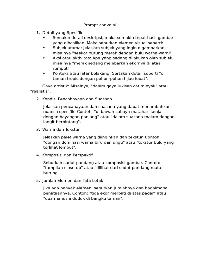 Panduan Membuat Prompt Canva AI | PDF