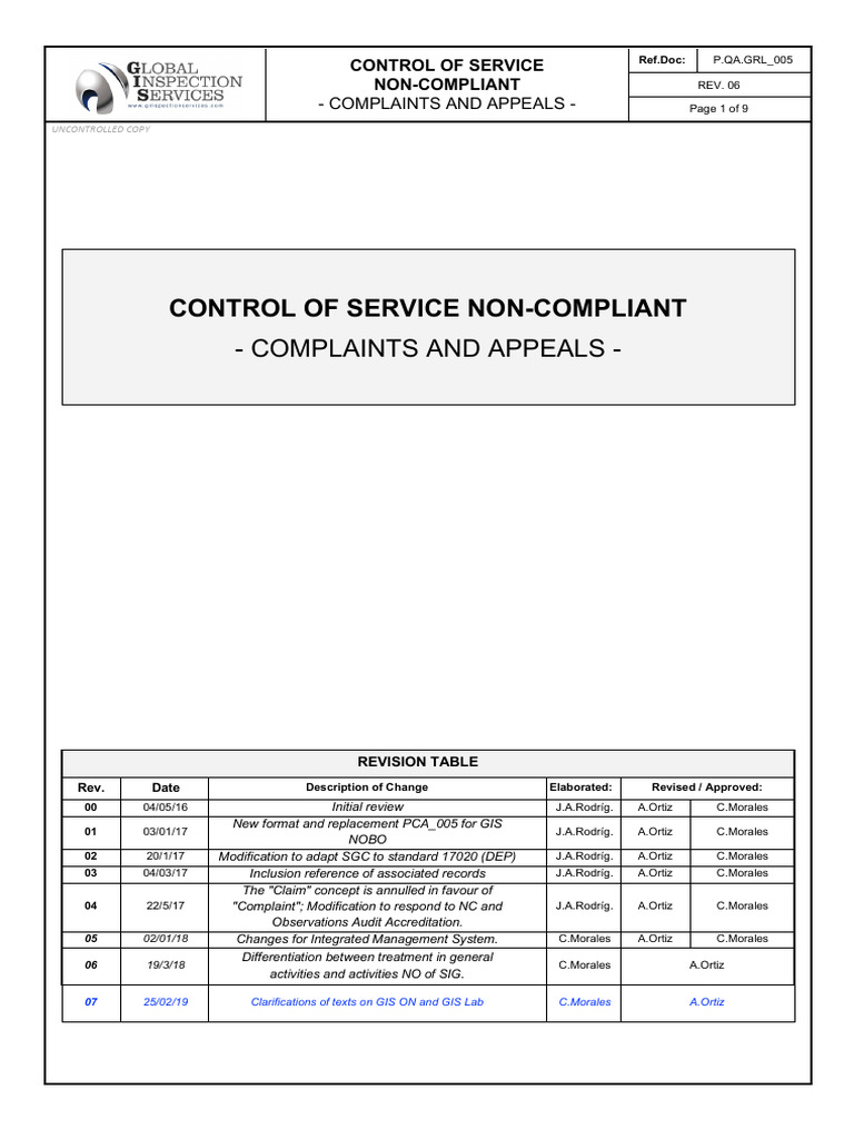 L 005 Complaints Appeals - Rev07.es - en | PDF | Complaint | Appeal