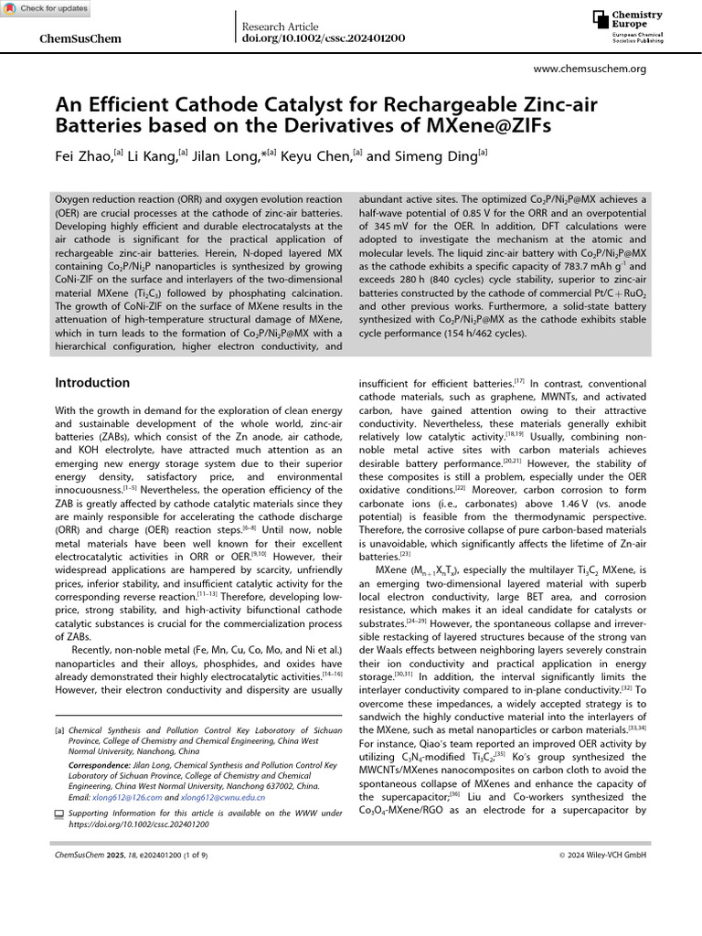 An Efficient Cathode Catalyst For Rechargeable Zinc-Air | PDF ...