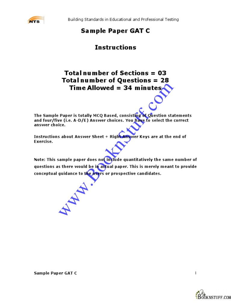 GAT Sample Paper C | PDF | Vitamin D | Spice