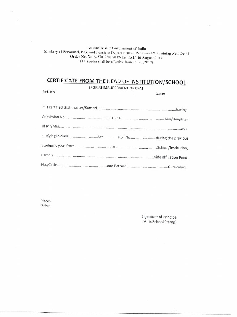 Child Education Allowance Reimbursement Form | PDF