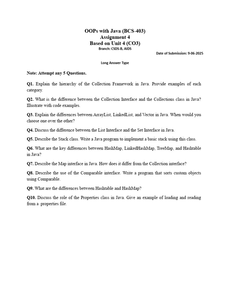 Assignment 4 OOPs With Java | PDF