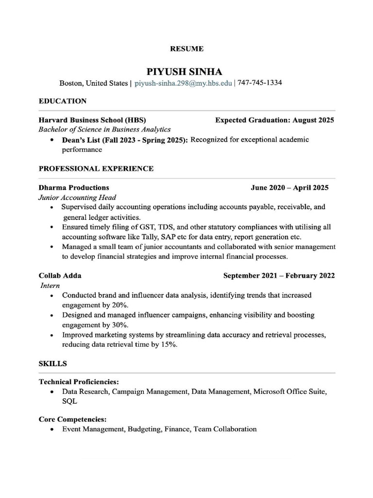 Piyush Sinha Resume | PDF
