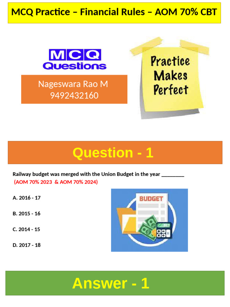 MCQ Practice FR AOM 70 - 2023 & 2024 Question Paper | PDF | Cost Of ...