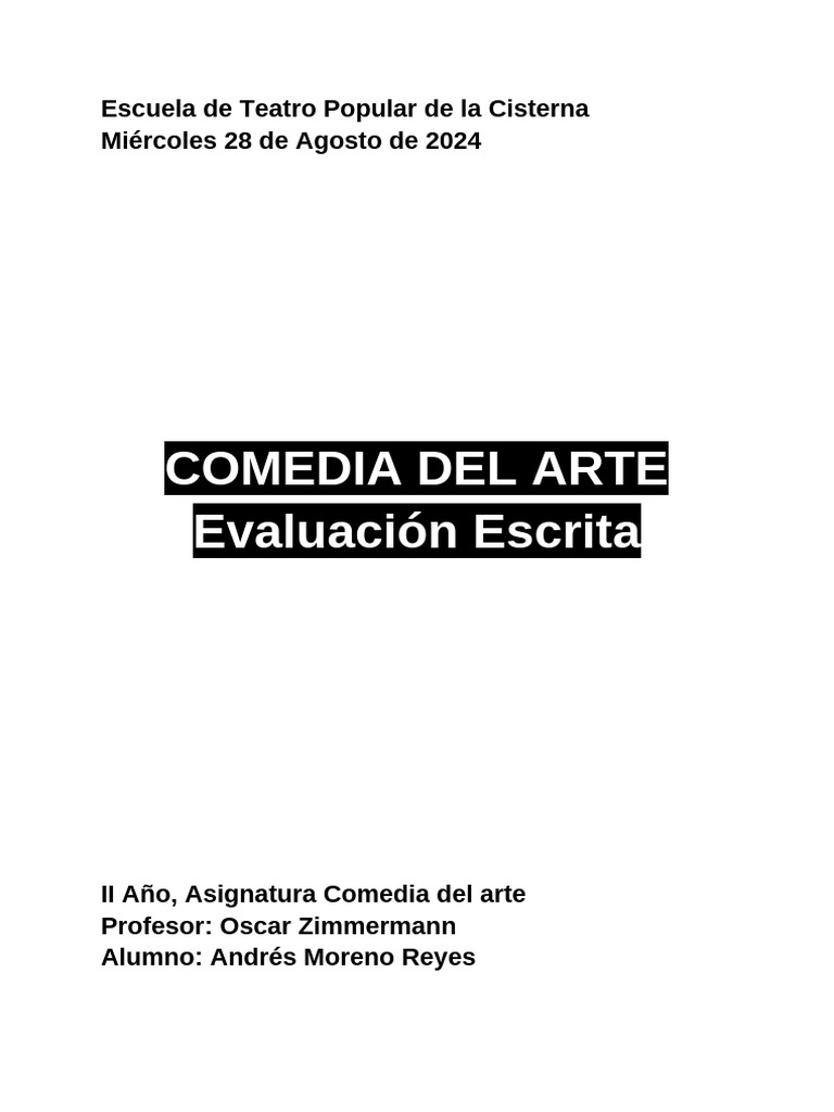Comedia Del Arte | PDF | Commedia Dell'arte | Teatro