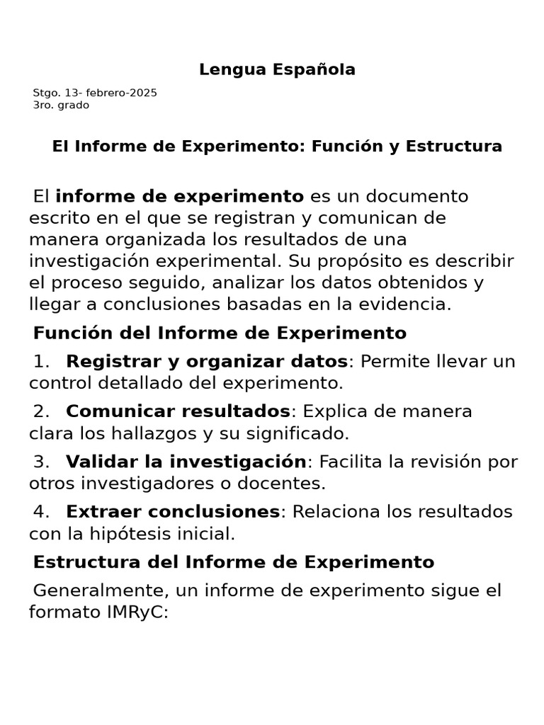Clase de 3ro. Grado. Lorelmy | PDF | Experimentar | Verbo