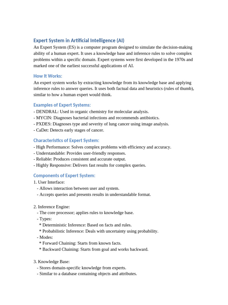 Expert System AI 11 Marks | PDF | Artificial Intelligence ...