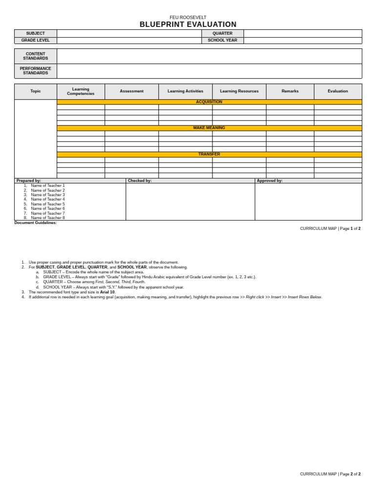Blueprint Evaluation Document | PDF